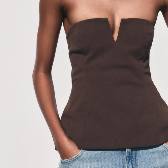 Zara | Tops | Zara Brown Strapless Top | Poshmark